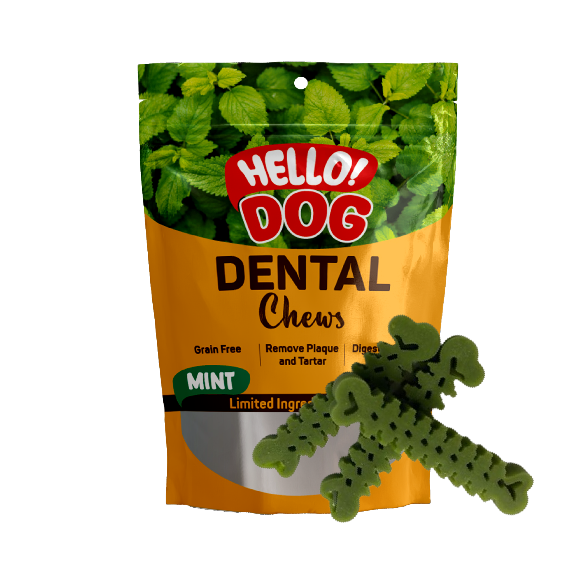 Hello Dog Dental Chew Mint with Spinach Bonoodle