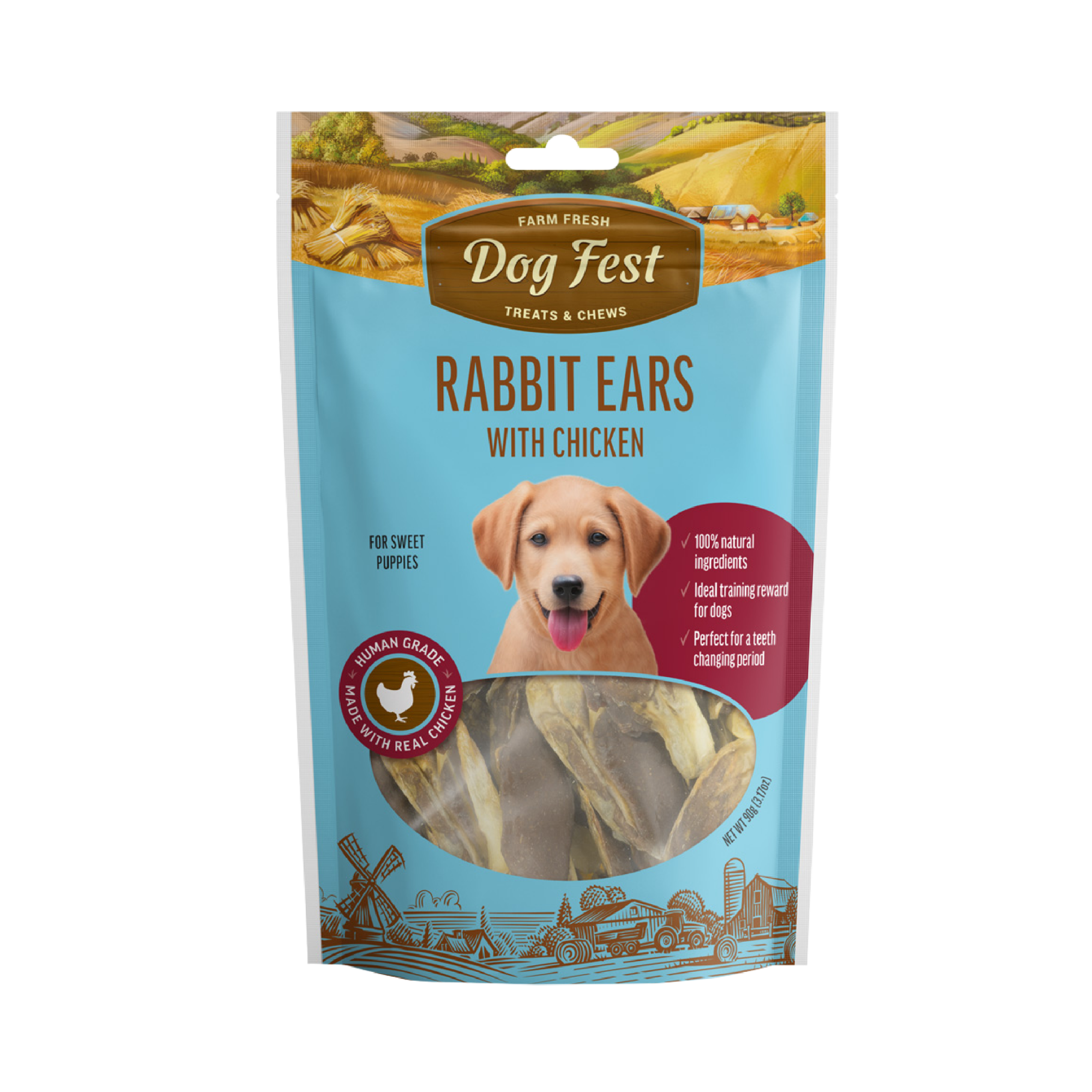 Dog Fest Rabbit Ears with Chicken for Puppies - Pro Feeds